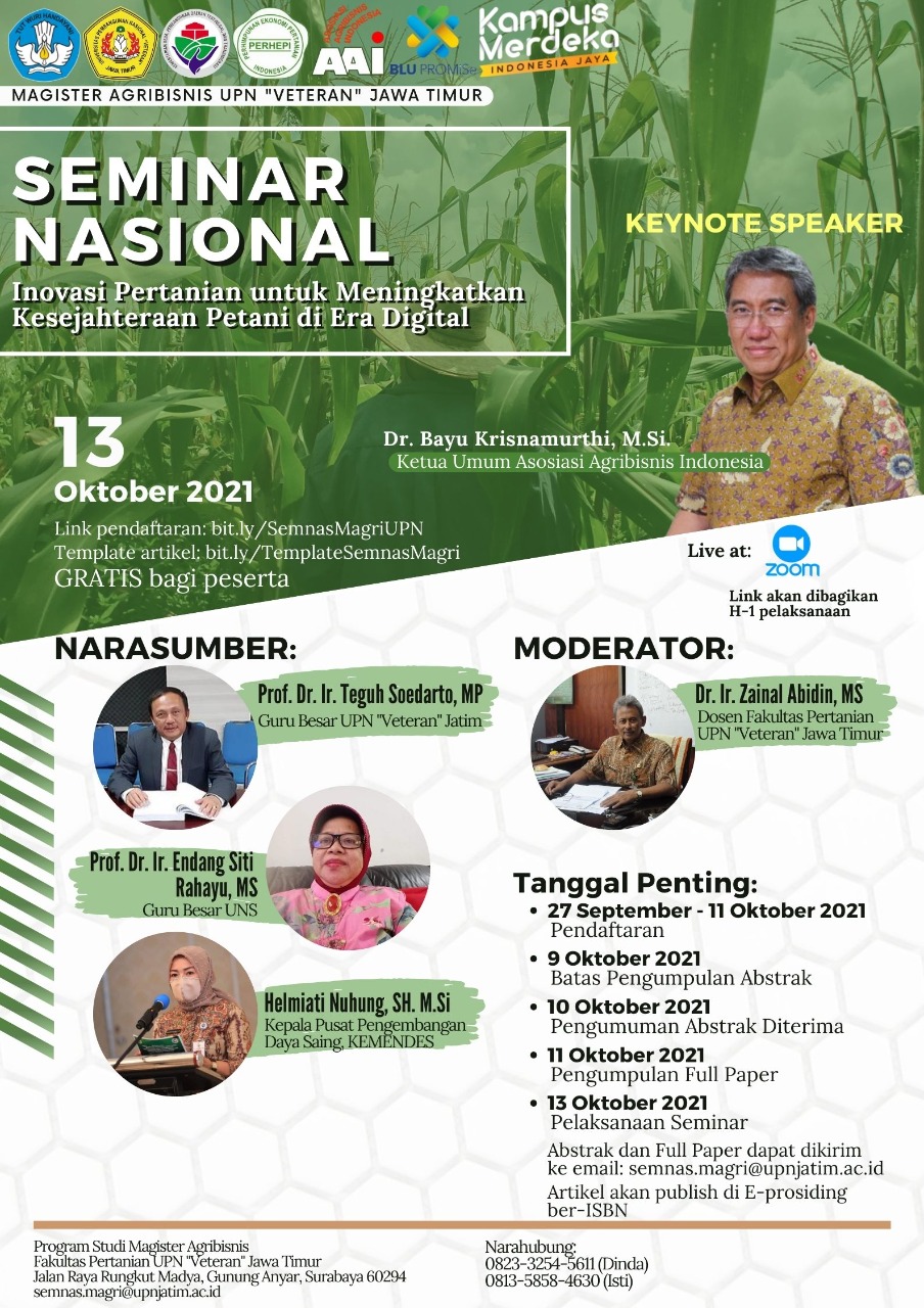 Seminar Nasional “Inovasi Pertanian untuk Meningkatkan Kesejahteraan Petani di Era Digital ...